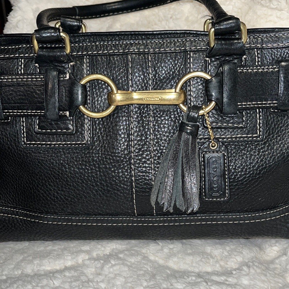 Coach Vintage, Hampton Black Pebbled, Leather Satchel - Gem